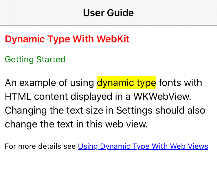 Using Dynamic Type With Web Views